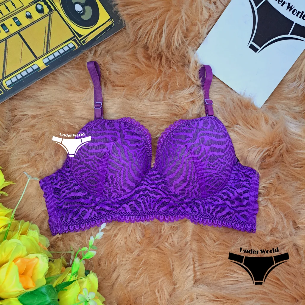 Neon Purple Soft Comfortable Net Pushup Bra for Women 2026