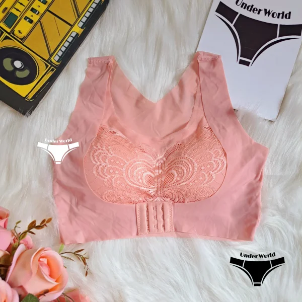 Pink Color Butterfly Seamless Bra For Girls Women's Peacock Padded Bra ...