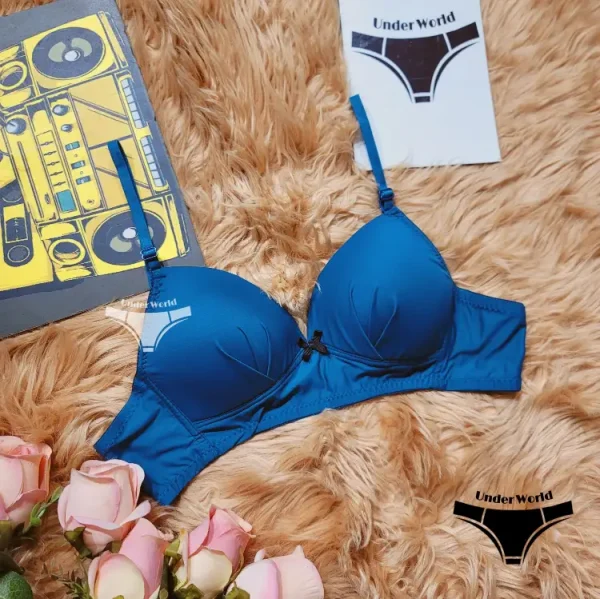 Blue Soft Non Padded Wireless Bra for Women and Girl's - Under World BD